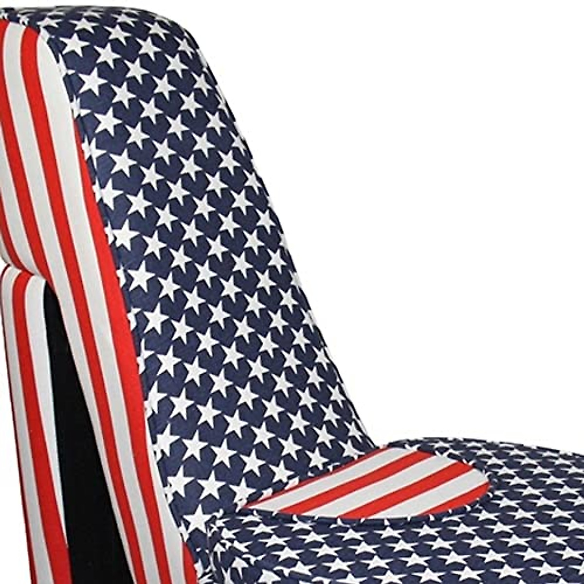 HomeRoots American Flag Wood/Faux Suede Red White and Blue Patriotic Print 1 High Heel Shoe Storage Chair