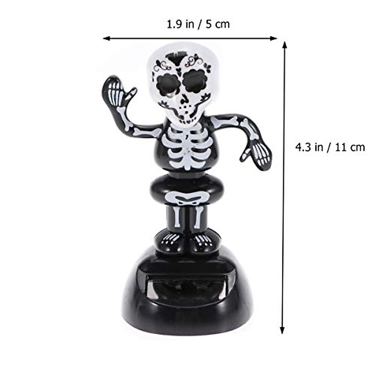 Car Dashboard Skull Halloween Car Dashboard Bobblehead Toy Scary Solar Powered Dancing Ghost Shaking Head Toy Table Desk Car Ornament Solar Bobblehead Figures