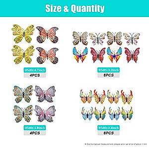 eoorau 24pcs Butterfly Wall Decals - 3D Butterflies Removable Mural Wall Stickers for Kids Home Room Bedroom Decoration