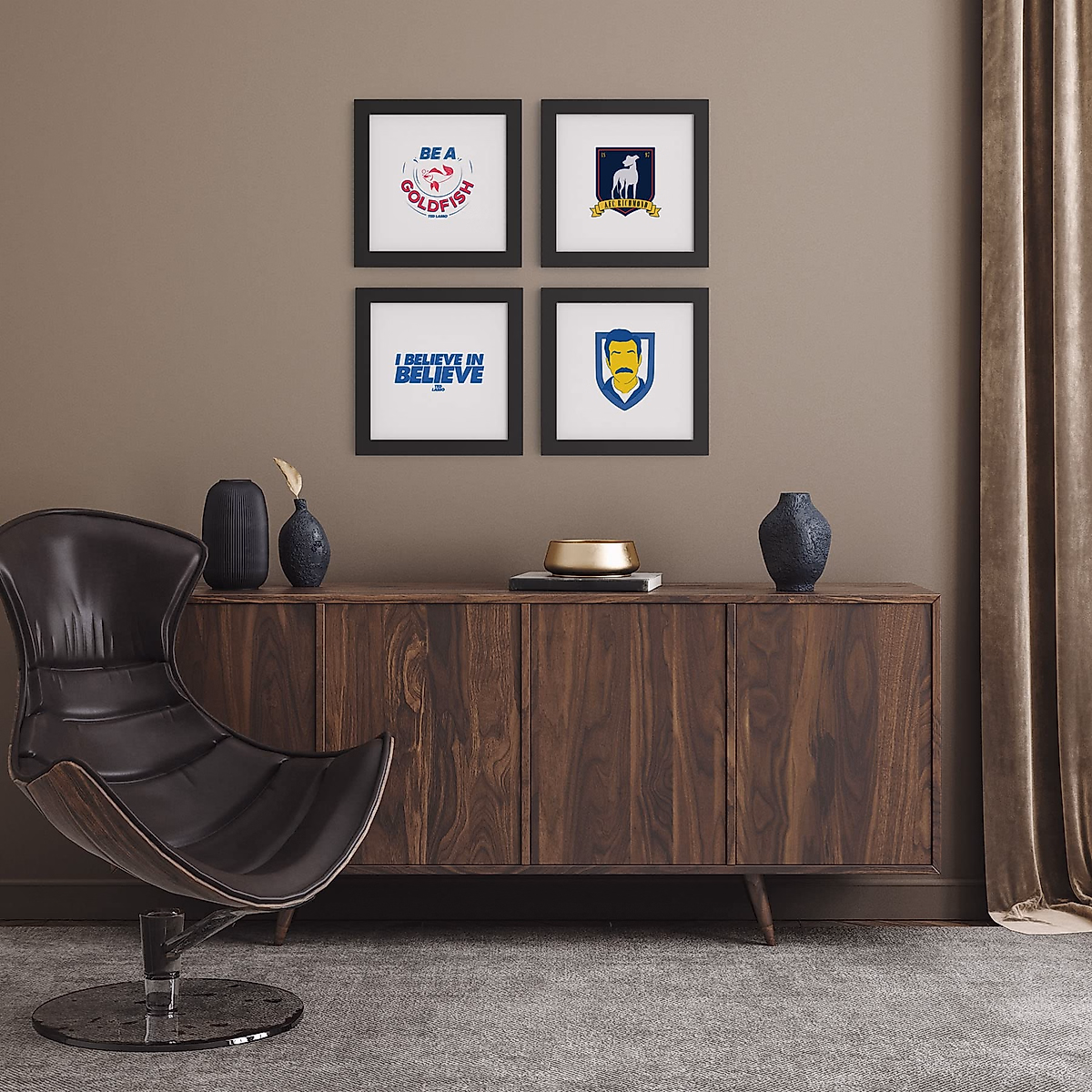 Trends International Gallery Pops Ted Lasso - Be A Goldfish Wall Art Wall Poster, 12" x 12", Black Framed Version