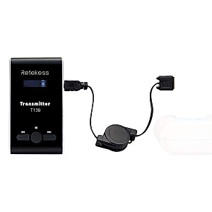 Retekess T130 Wireless Tour Guide Transmitter,Lavalier Microphone,99 Channel,Church Translation Transmitter for Interpretation Training Court