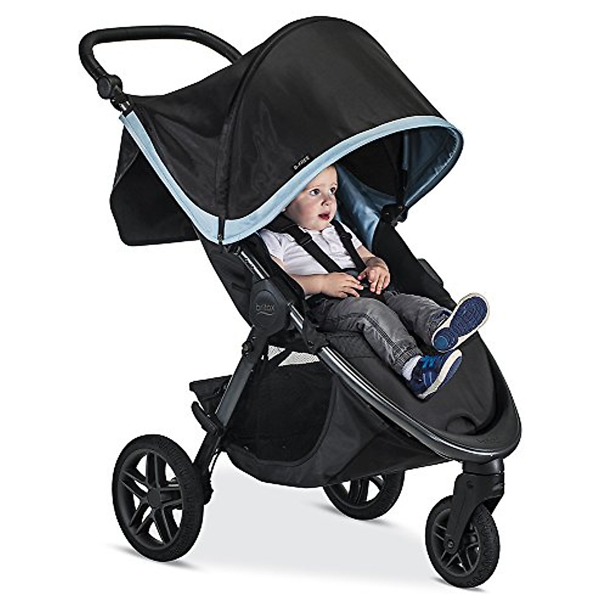 Britax B-Free Stroller, Frost - All Terrain Tires - Adjustable Handlebar - One Hand Fold - Large UV50 Canopy