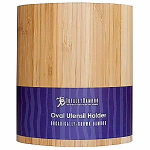 Totally Bamboo Oval Shaped Bamboo Kitchen Utensil Holder, 6" x 4" x 7"