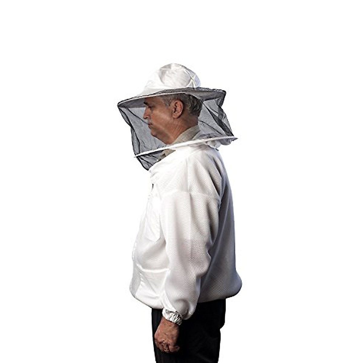 FOREST BEEKEEPING SUPPLY Ventilated Ultra-Light Bee Jacket - Clear View Vented Round Veil with YKK Brass Zippers & Thick for Maximum Protection for Professional & Beginner Beekeepers (X-Large)
