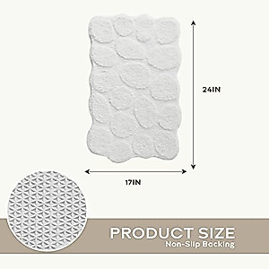 Ashler Bathroom Rug, Cobblestone Bath Rugs, Microfiber Bath Mat, Soft Absorbent Bath Carpet, Non-Slip Shower Mats, Machine Washable Pebbles Bathroom Mats, 17X24 in, Off White