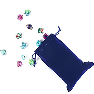 HRX Package 20pcs Velvet Jewelry Bags, 5x7 inch Blue Cloth Gift Drawstring Pouches Baggies Sacks for Dice Ornament