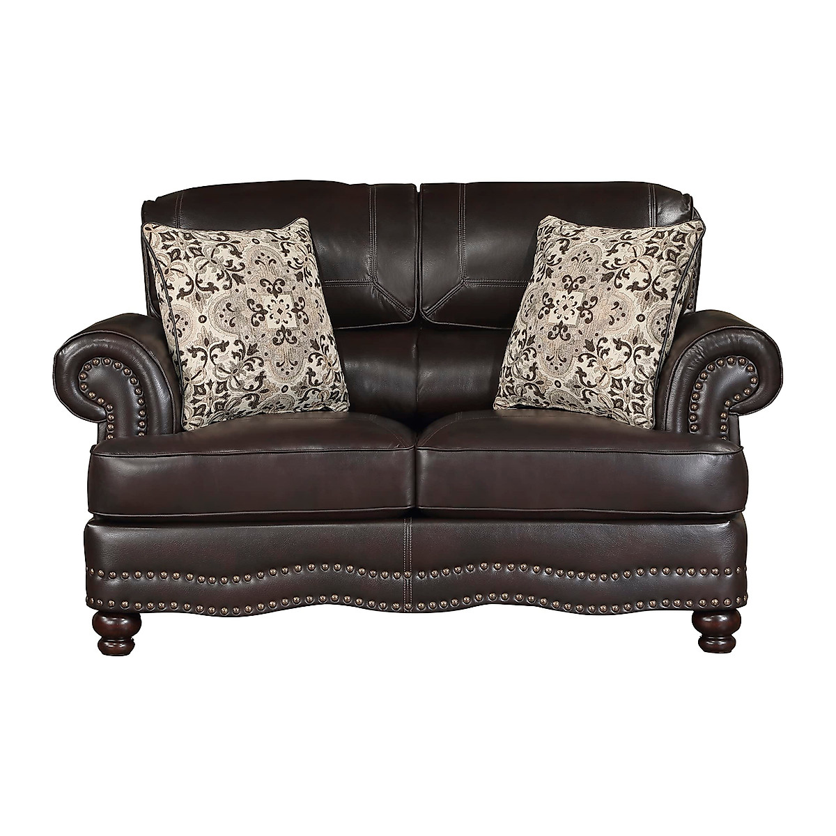 Lexicon Sébastien Breathable Faux Leather Living Room Loveseat, Brown