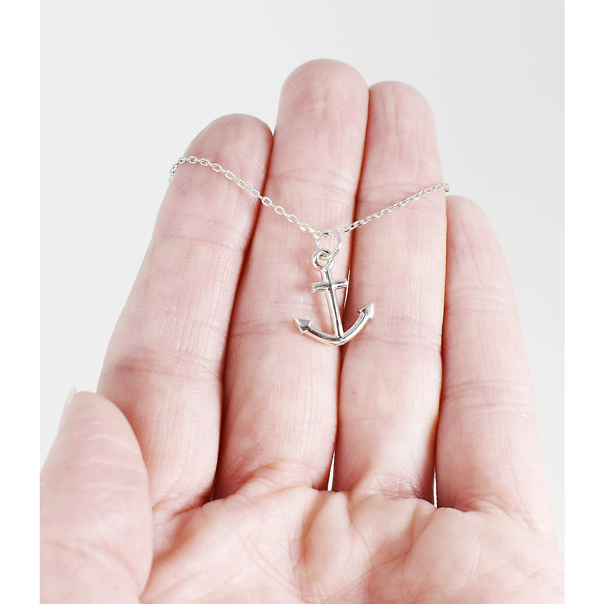 Dote Dainty Anchor Pendant Genuine .925 Sterling Silver Necklace 16-18" Adjustable Chain