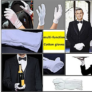 12 pieces / 6 pairs of white work gloves for cleaning services, coin and jewellery inspection XL (White, XL)