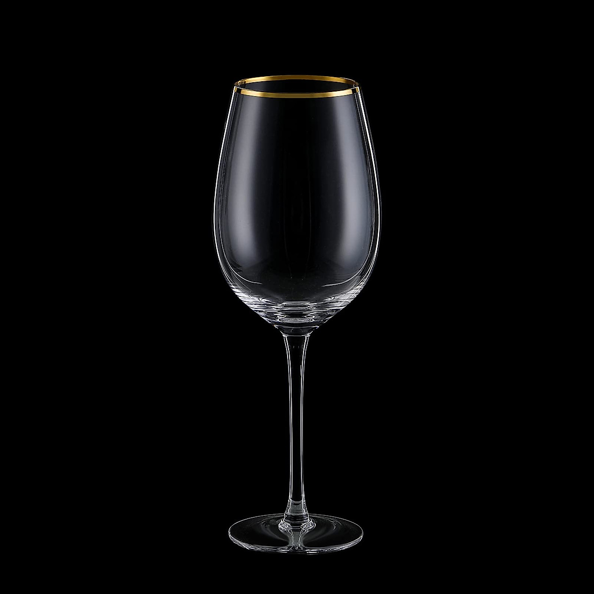 1500° C TABLETOP Gold Rim Stemmed Wine Glasses Set of 4, 21 oz. Crystal Clear Glassware with Long Stem for Red and White Wine