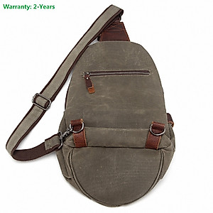 AOTIAN Unisex Sling Backpack Waxed Canvas Crossbody Bag 10 Liters, Army Green