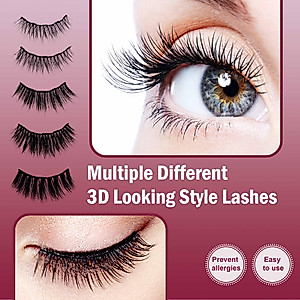 Magnetic Eyelashes Kit ， Crwahie 10 Pair Magnetic Lashes with Eyeliner & Tool, 3D Long Lasting Magnetic Eyelashes Natural Look Reusable Sweatproof False Eyelashes, Easy to Wear, No Glue Needed