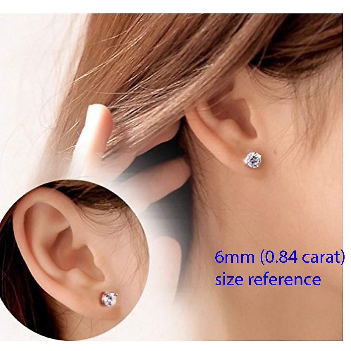 Sterling Silver Rose Opal Birthstone Stud Earrings Cubic Zirconia Diamond Gemstone Hypoallergenic Nickel Free Women Girl Men Fine Jewelry (White)