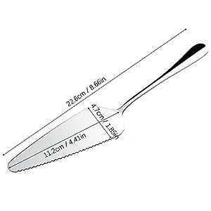 RETON 10 Pcs Stainless Steel Pie/Cake/Pizza Server Holder, Mirror Finished and One Side with Fine Serrated Edge (10 Pcs, Serrated Edge)