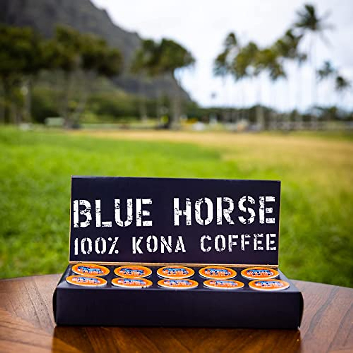 Farm-fresh: 100% Kona Coffee - Medium Roast - Compatible with K-Cup 2.0-10 Single Serve Pods - Blue Horse 100% Kona Coffee Arabica Beans from Hawaii