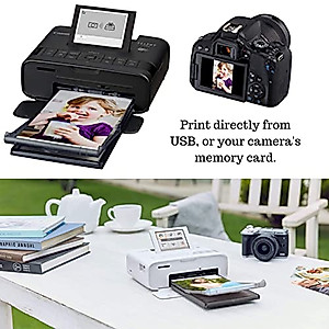 Canon SELPHY CP1300 Wireless Compact Photo Printer (Black) RP-108 Color Ink Paper Set (108 Sheets of 4 x 6 Paper) + NeeGo Printer Cable + NeeGo Print Protector (100 Pack)