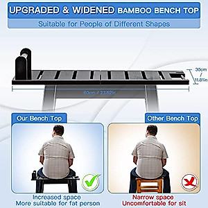 ETECHMART 2-Tier Bamboo Shower Bench, 24 Inch Spa Stool with Storage Shelf for Inside Shower Legs Shaving, Entryway or Bathroom, A-Shaped Shower Bath Seat for Seniors Adults Disabled Women, Espresso