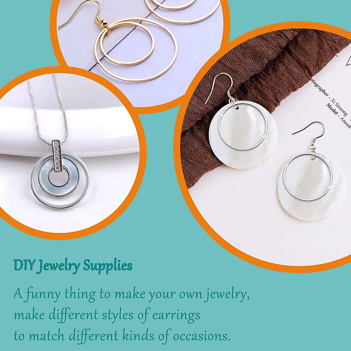 100Pcs Round Earring Beading Hoop Rings,5Sizes Earring Finding Open Bezels Linking Rings Beading Hoop Earrings Pendant for DIY Craft Jewelry Making,Earring Necklace,Crafts Supplies