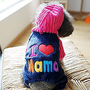Loyalfurry Dog Sweatshirt Hoodie Jumpsuit I Love Mama/Papa Dog Coat Pet Clothes Doggy Slogan Costume (Medium, Red)