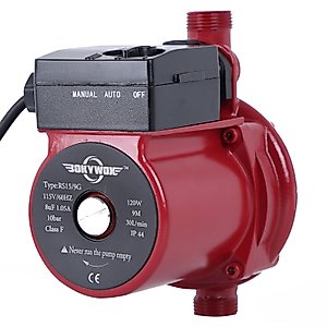 BOKYWOX Centrifugal Pump 120W 110V Food Grade Automatic Booster Pump NPT3/4'' Domestic Hot Water Circulator Pump 120W Home Recirculating Pump Hot Water Circulator Circulation Pump （RS15/9R）