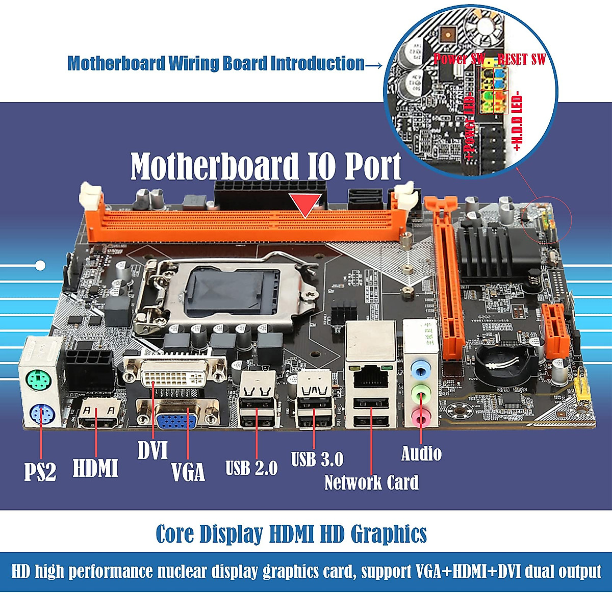 SHYEKYO M-ATX Computer Motherboard Desktop H61 M.2 Desktop Computer Motherboard Support DDR3 M.2 High Rate Hard Disk Interface, HDMI HD Graphics Card for PentiumCeleron Series