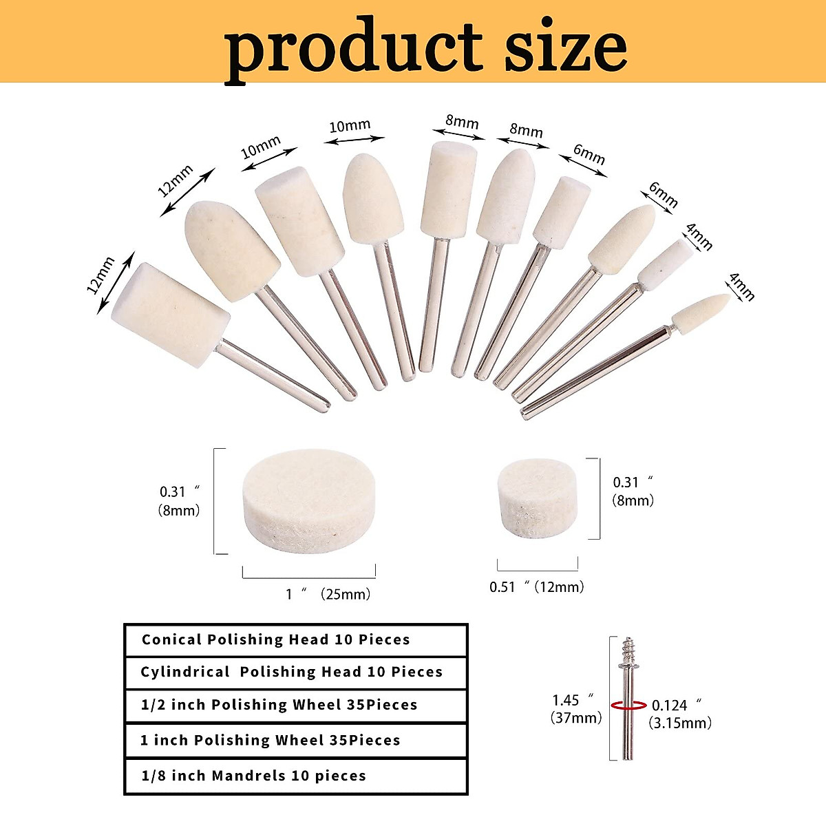 100PCS Polishing Buffing Wheel for Dremel Polishing Kit, Polishing Wheel for Dremel Tool Accessories, with 1/8" Shank for Dremel Buffing Wheels