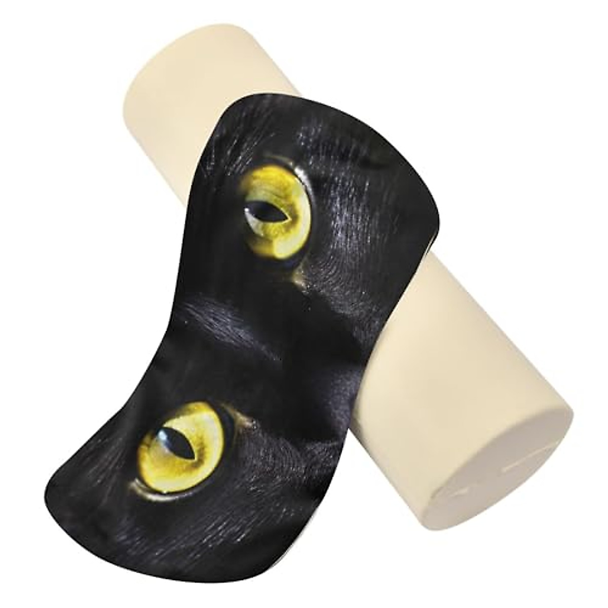 xigua Black Cat Neck Roll Pillow for Neck Relief with Removable Washable Cover - Memory Foam Round Cylinder Bolster, Ergonomically Designed for Head, Neck, Back, and Legs