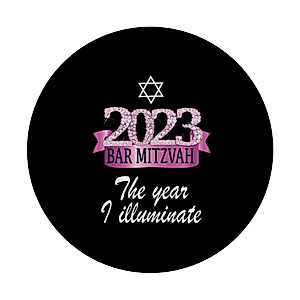 2023 Bar Mitzvah Quote Festive Black Pink Decor PopSockets Standard PopGrip