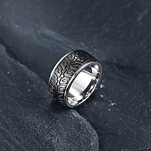 INRENG Men's Fashion Stainless Steel Spinner Ring Cool Car Motorcycle Tire Tread Biker Rings Band Black Size 8