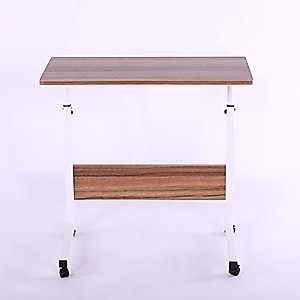 Fancasa Laptop Cart 31.5" Mobile Table Movable Portable Adjustable Notebook Computer Stand with Wheels (Teak)