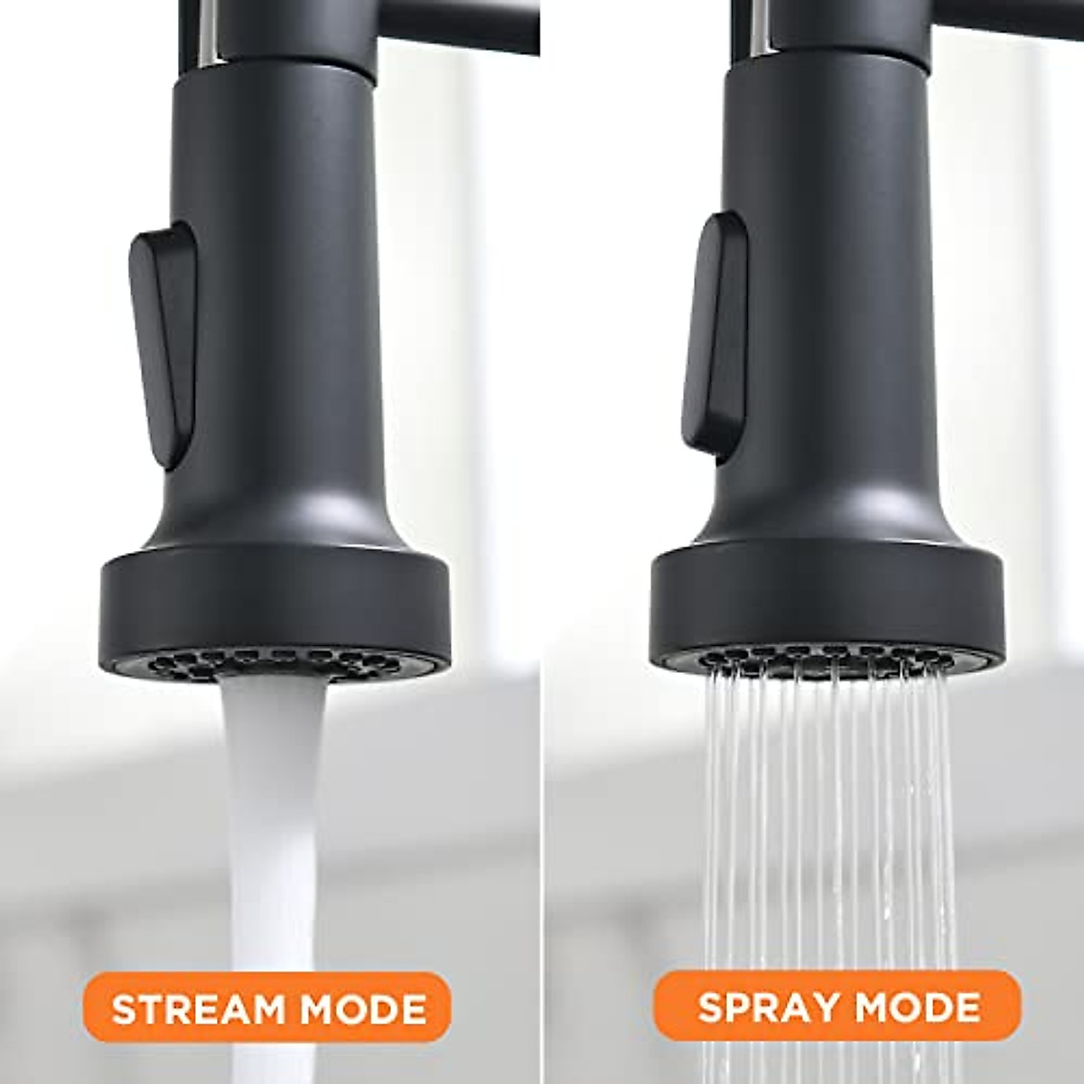 APROMOOM Black Kitchen Faucet with Pull Down Sprayer for RV Kitchen Sink Single Hole Deck Mount Single Handle Spring Faucets llaves para fregaderos de cocina
