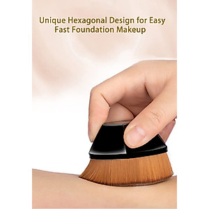 Foundation Makeup Brush for Blending Liquid, Cream Concealer or Flawless Cosmetics,makeup brushes with Bonus Protective Case, liquid foundation brush for face,foundation brush for liquid makeup(Black)