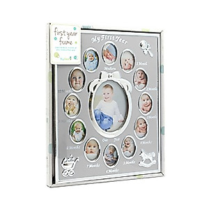 tiny ideas Baby's My First Year 12-Month Picture Frame, Silver