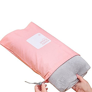 Multipurpose Essential Travel Packing Organiser Waterproof Drawstring Suitcase Clothes Underwear Laundry Shoes Bags Storages Toiletries Cosmetics Cases Holders Storages Bags Pouches 4 Pcs set Pink