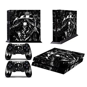 PS4 Designer Skin for Sony PlayStation 4 Console System plus Two(2) Decals for: PS4 Dualshock Controller - Reaper Black