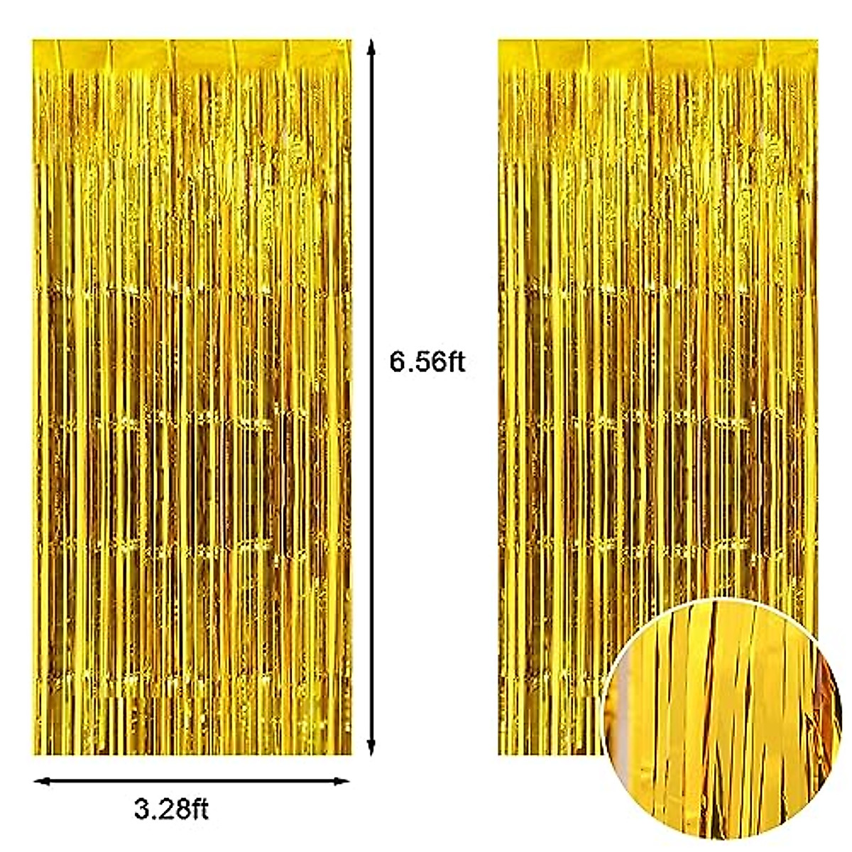 MEHOFOND 2 Pack 3.3x6.6 ft Gold Tinsel 2025 New Year Eve Streamers Party Decorations Foil Fringe Curtain Backdrop for Birthday Wedding Bachelorette Engagement Photo Props