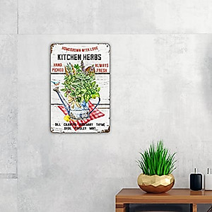 Funny Kitchen Herbs Homegrown with Love Metal Tin Sign Wall Decor Retro Sign for Home Decor Gifts