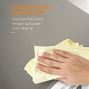 HOMCOM Kitchen Island Rolling Utility Trolley Cart with 2 Drawers Stainless Steel Top - White