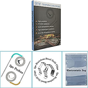 Replacement Meat Probe for Traeger Grills. Premium 3.5mm Plug with Traeger Meat Probe, 2pc Meat Probes and 2pc Stainless Steel Grill Clips.