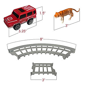 ArtCreativity Battery Operated SUV Playset for Kids, Adventure Play Set with 3 Animal Figurines, 10 Tracks, and SUV Safari Car with Lights and Sounds, Best Car Gifts for Boys and Girls