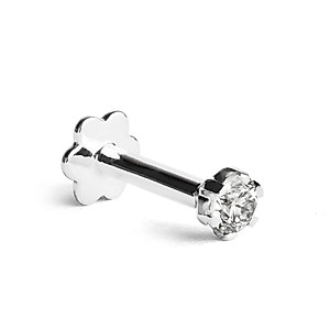 Demira Jewels 0.06 ct Real Diamond 14k Gold Nose Lip Labret Monroe Ring Screw 6 mm Long post