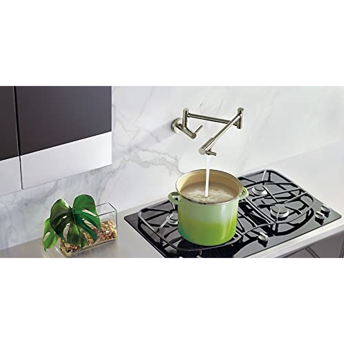 Moen Modern Spot Resist Stainless Wall Mount Swing Arm Folding Pot Filler, Double Jointed Kitchen Faucet, S665SRS
