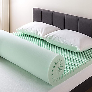 Best Price Mattress 3 Inch Egg Crate Memory Foam Mattress Topper with Calming Aloe Infusion, CertiPUR-US Certified, Short Queen