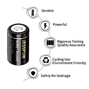 CR2 Rechargeable Batteries and Charger, 450mAh 3.7V CR2 Battery, 8 Pack RCR2 Rechargeable Batteries for Golf rangefinder, Telescope, Electric Toys, Smoke Alarm and More(Not for Arlo Camera,C Battery)