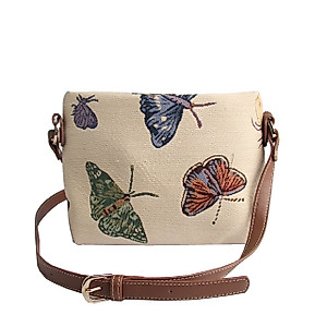 Signare Tapestry Crossbody Bag Shoulder Purse for Women In Butterfly Design (XB02-BUTT)