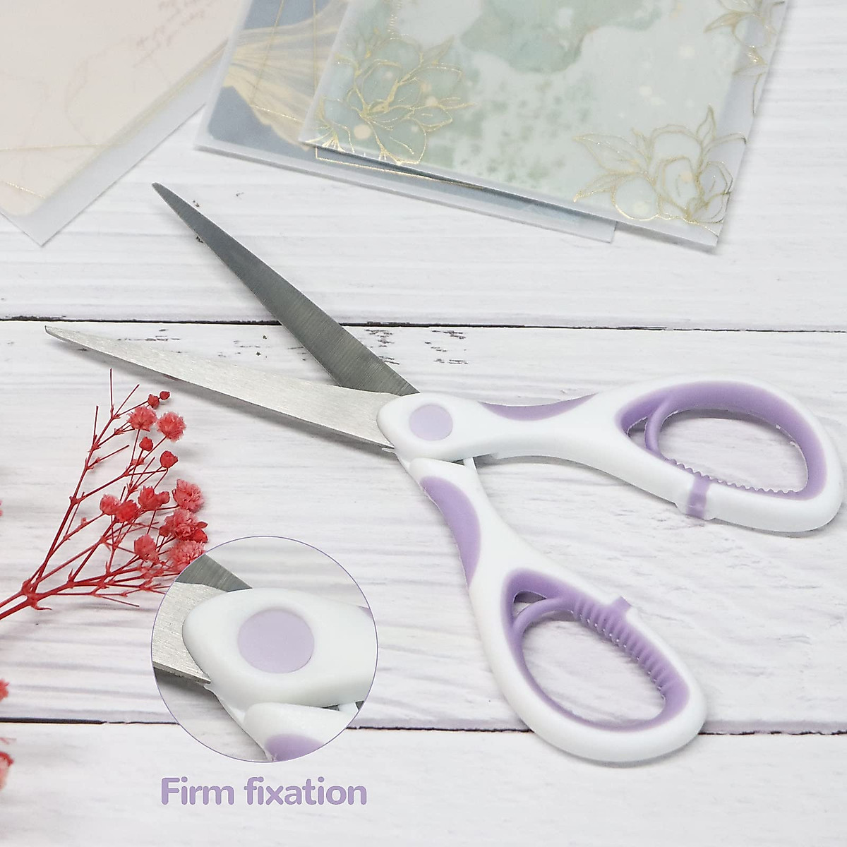 Multipurpose Stainless Steel Scissors 6.7" Purple Sharp Shears Comfort-Grip Scissors for Fabric Craft Office Supplies (Purple)