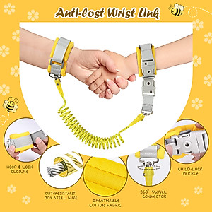 Zooawa Toddler Harness Backpack with Leash, 2 in 1 Cute Bee Kid Backpack with Anti Lost Wrist Link, Toddler Backpack Harness with Safety Leash for 1-4 Years Old Baby Boys Girls