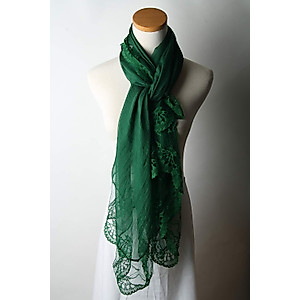 corciova Chiffon Extra Long Dark Emerald Green Sheer Head Silk Scarf Lightweight Evening Pashmina Shawl and Wrap for Women