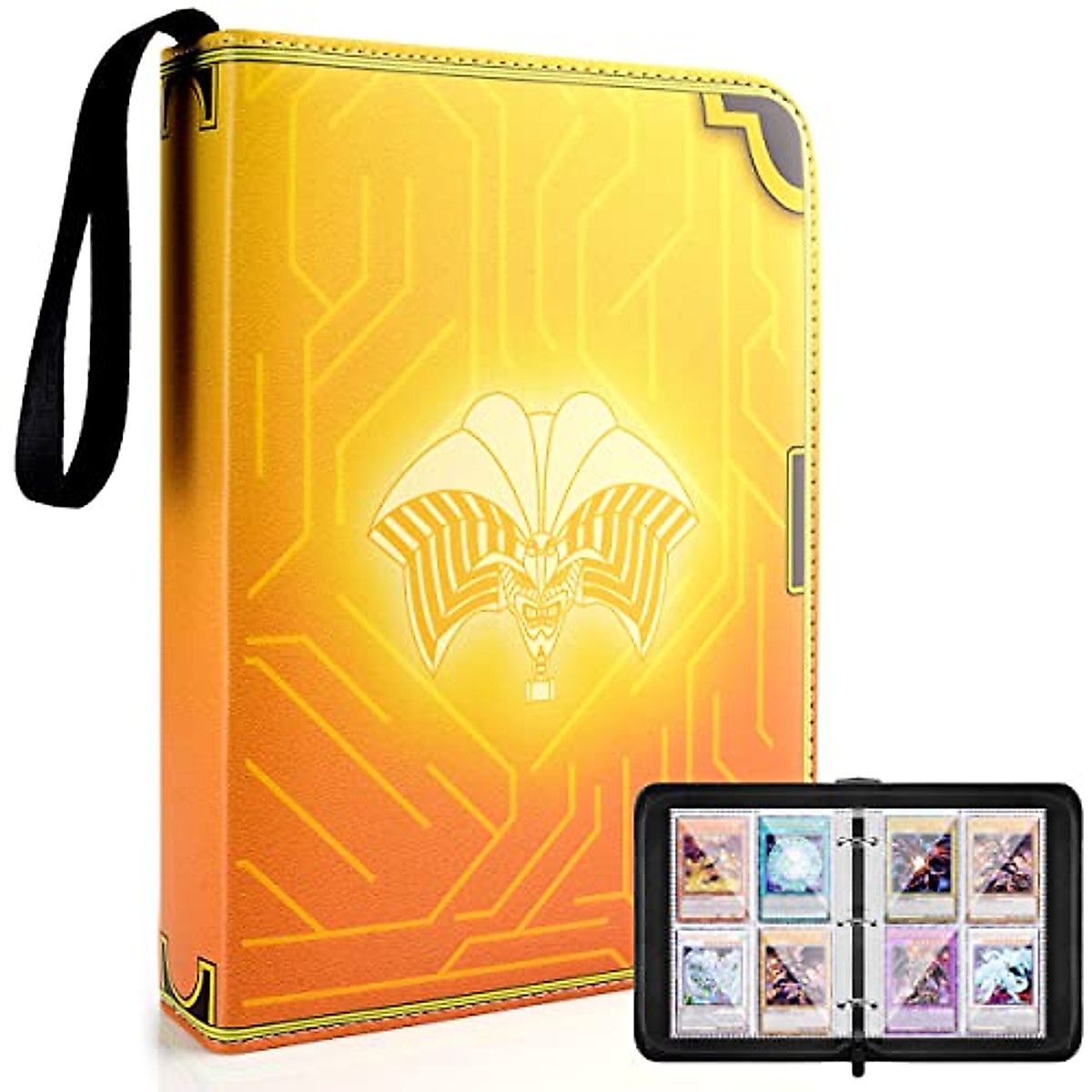JoyHood Trading Card Binder for YuGiOh Cards, TCG Card Folder Album Books Case with Zipper Fits PM MTG YGO, Holds Up to 400 Cards, Gifts for Boys/Girls (Exodia)