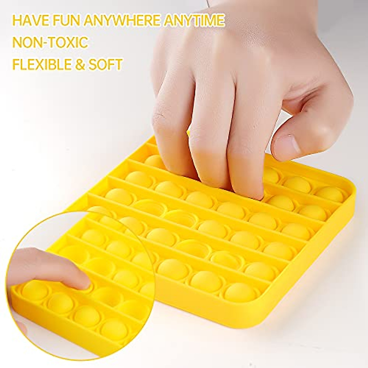 NiHealth Fidget Pack 4-Pack Push Pop Bubble Fidget Sensory Toy, Fidget Toys for Stress Anxiety Relief, Bubble Popper Fidget Toy, Silicone Squeeze Toy for Kids Adults (4 Colors Square)